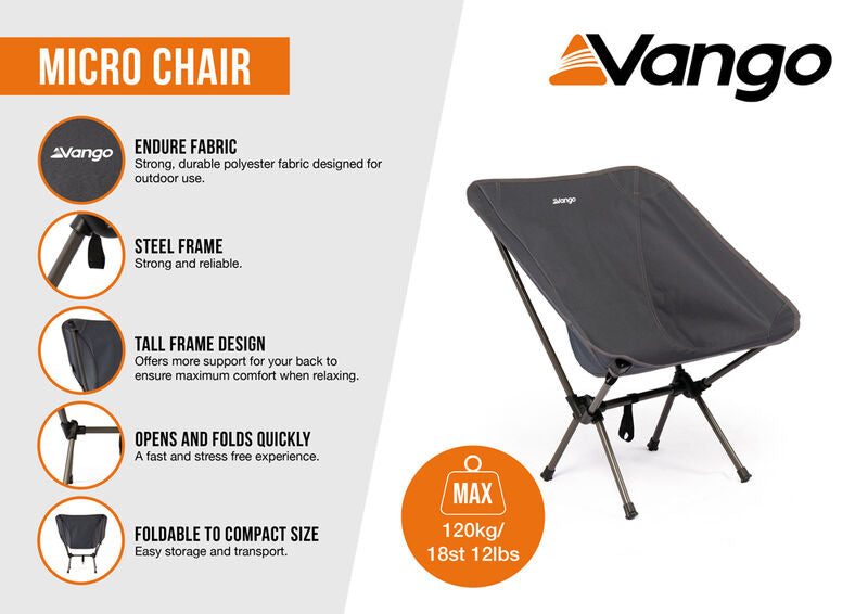 Vango Micro Steel Compact Chair India Ink – Jacksons of Old Arley