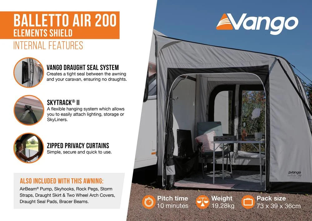 Vango Balletto AIR 200 Elements Shield Caravan Porch Awning